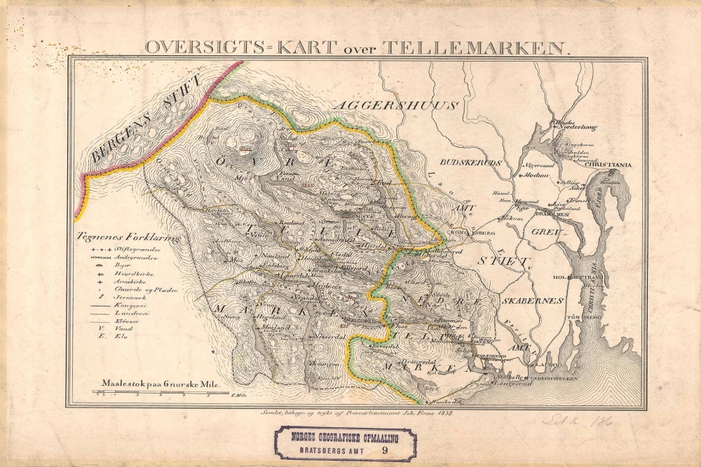 Oversigtskart over Tellemarken 1838 ( TELEMARK) | WALLPIX
